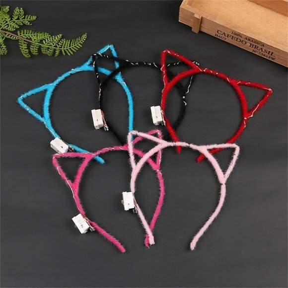 Accessories | 1 Pieces Cat Ears Headbands Setled Cute Cat Light Up Head ...
